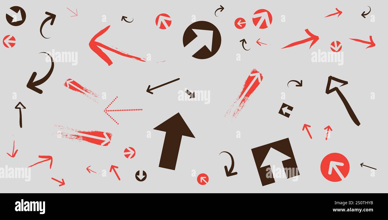 Various Randomly Placed, Colored and Shaped Red and Black 3D Arrow ...