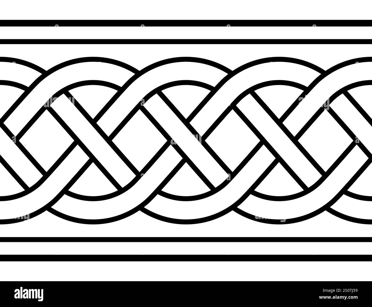 Cable Knit Or Braid Pattern Seamless Tile For Creating Borders In Retro Style Overlapping And