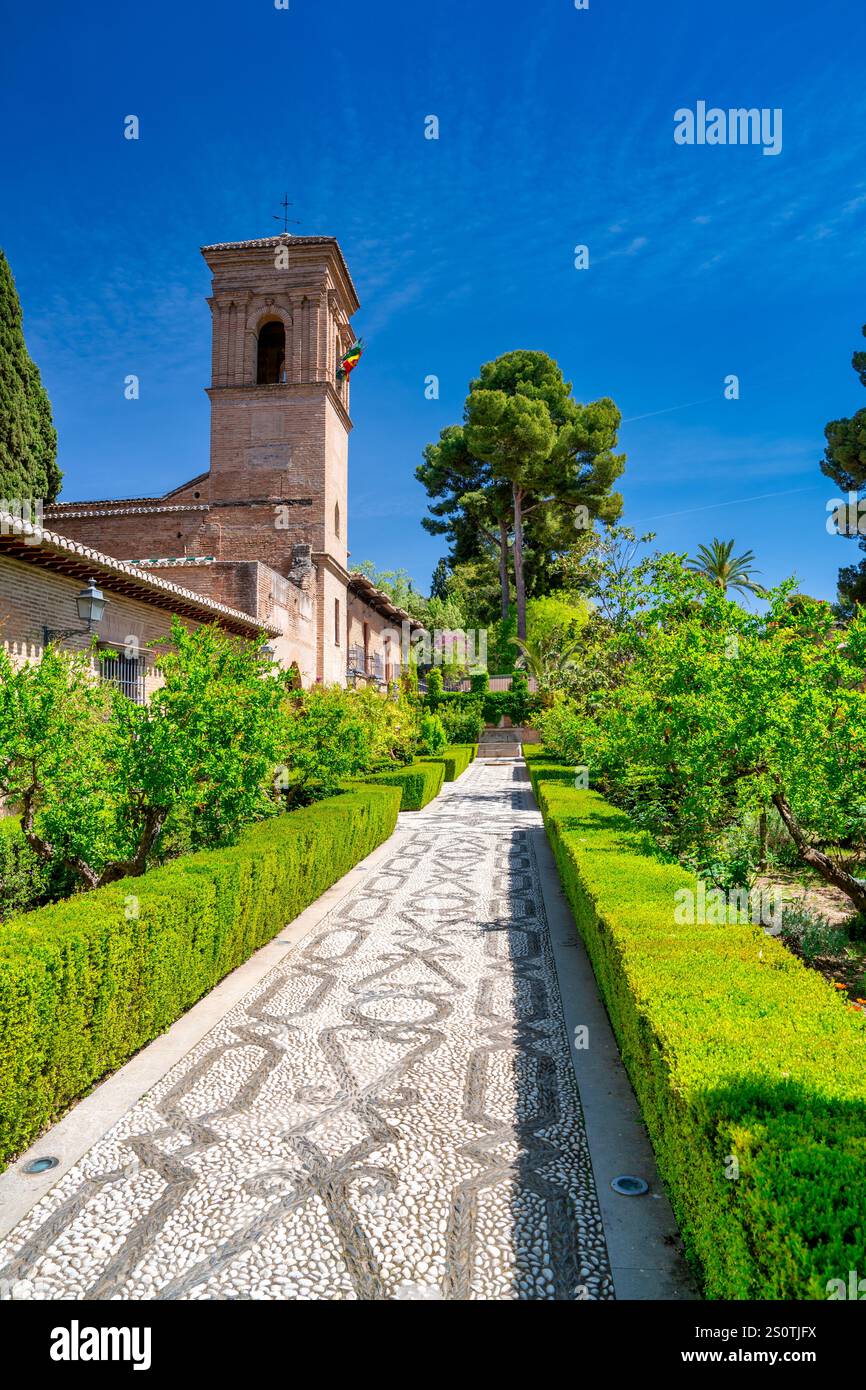 Jardines del Partal inside Alcazaba of the Alhambra - Granada Stock ...