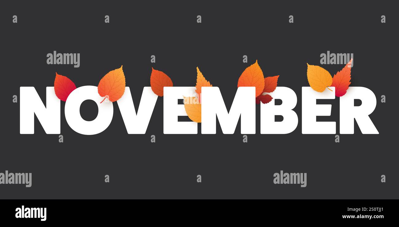 Month of November Bold Text, Typography or Banner Design with Colorful ...