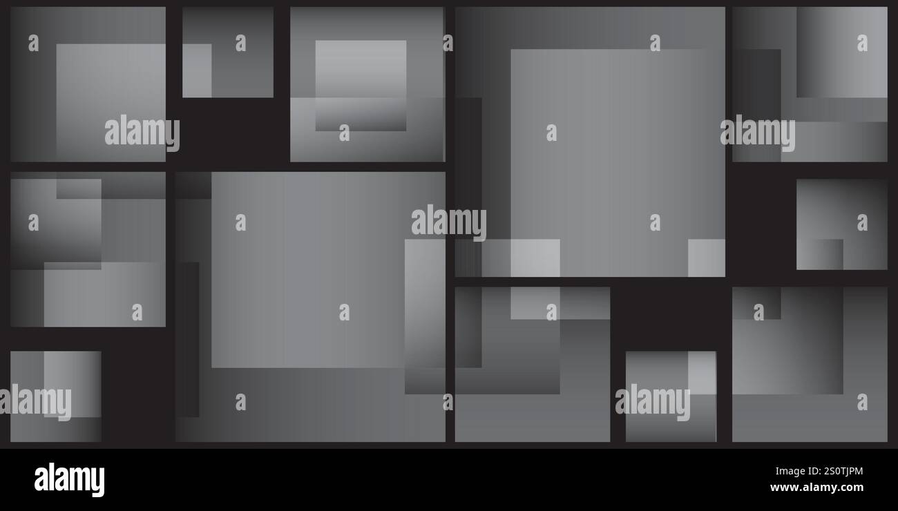 Rectangular 3D Tiled Frames of Various Sizes, Colored in Shades of Gray ...