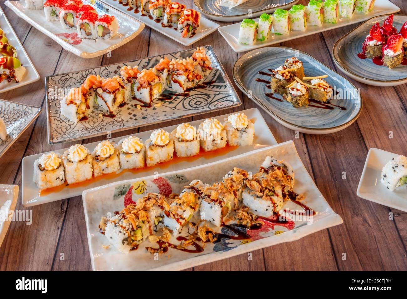 Spicy Tuna Roll: Filled with minced tuna with spicy mayonnaise Stock ...