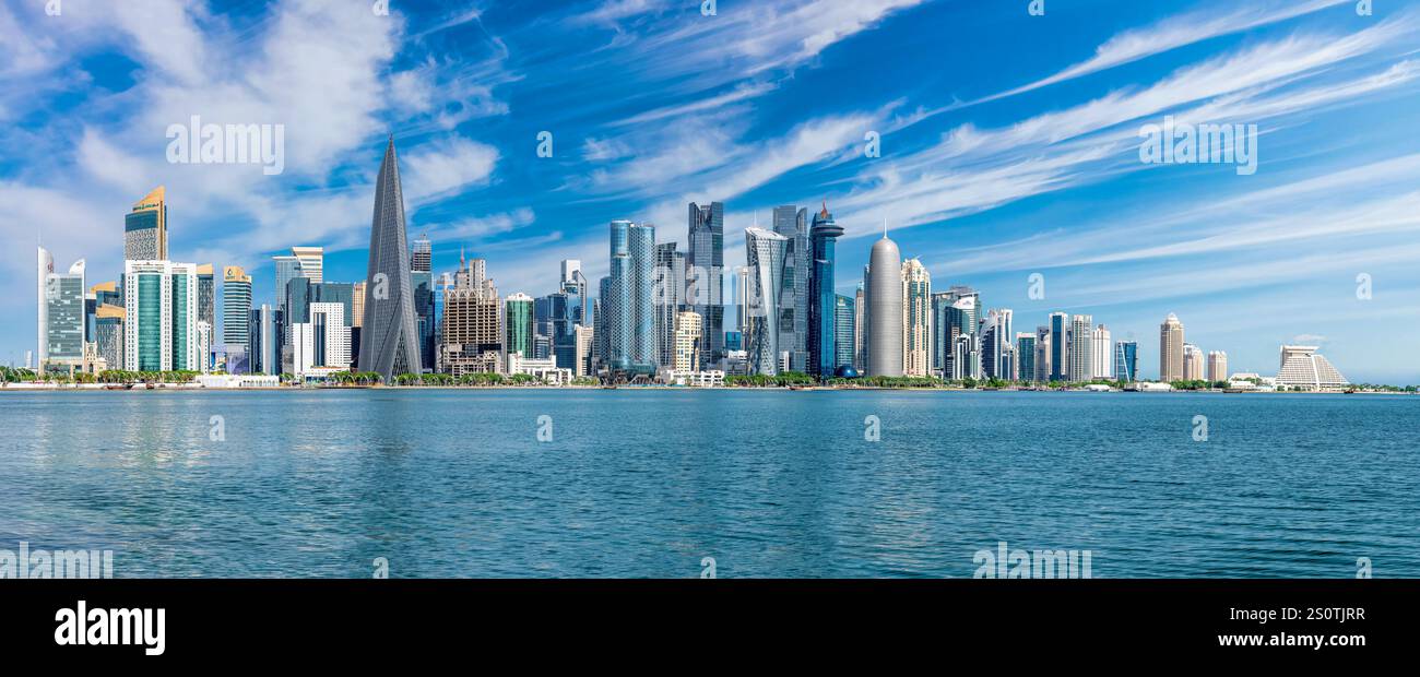 Beautiful Doha Skyline view from Corniche Doha Qatar Stock Photo - Alamy
