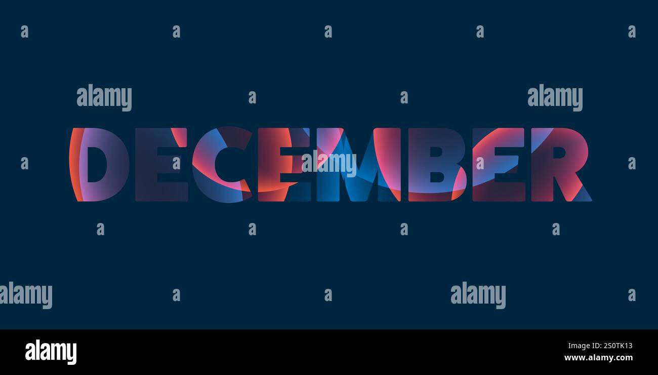 Dark December Text, Typography or Banner Design with Colorful Bubbles ...