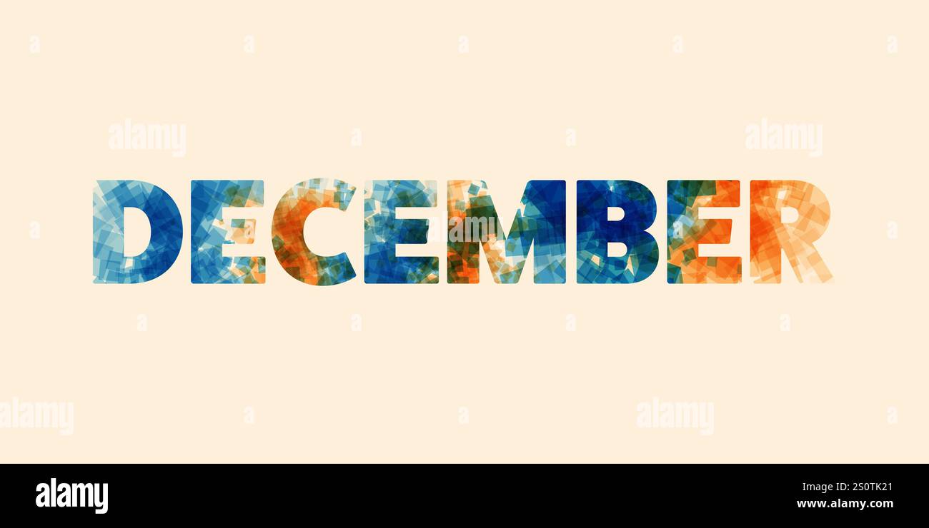 December Typography or Banner Design with Colorful Squares. Colors ...