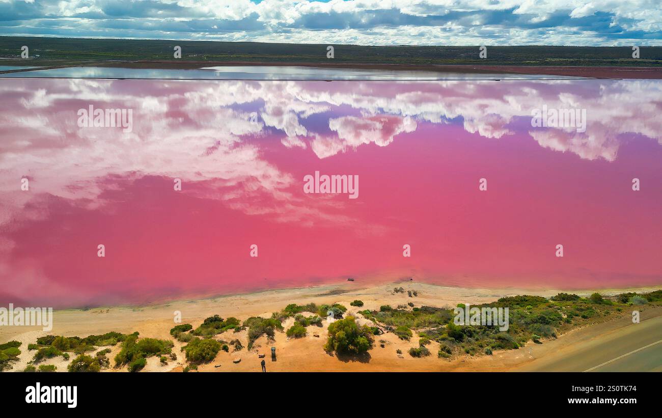 Hutt Lagoon's striking colors and surrounding landscapes, a ...