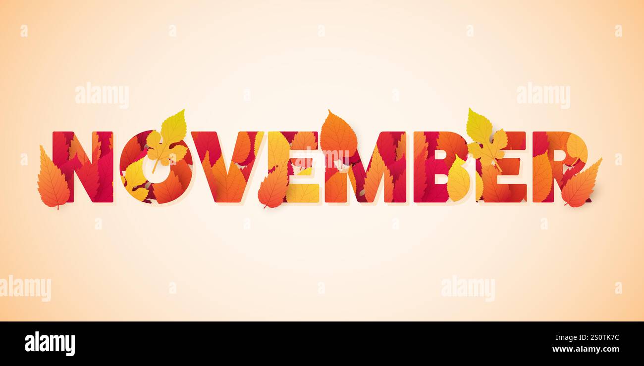 Stylized November Text, Typography or Banner Design, Template with ...