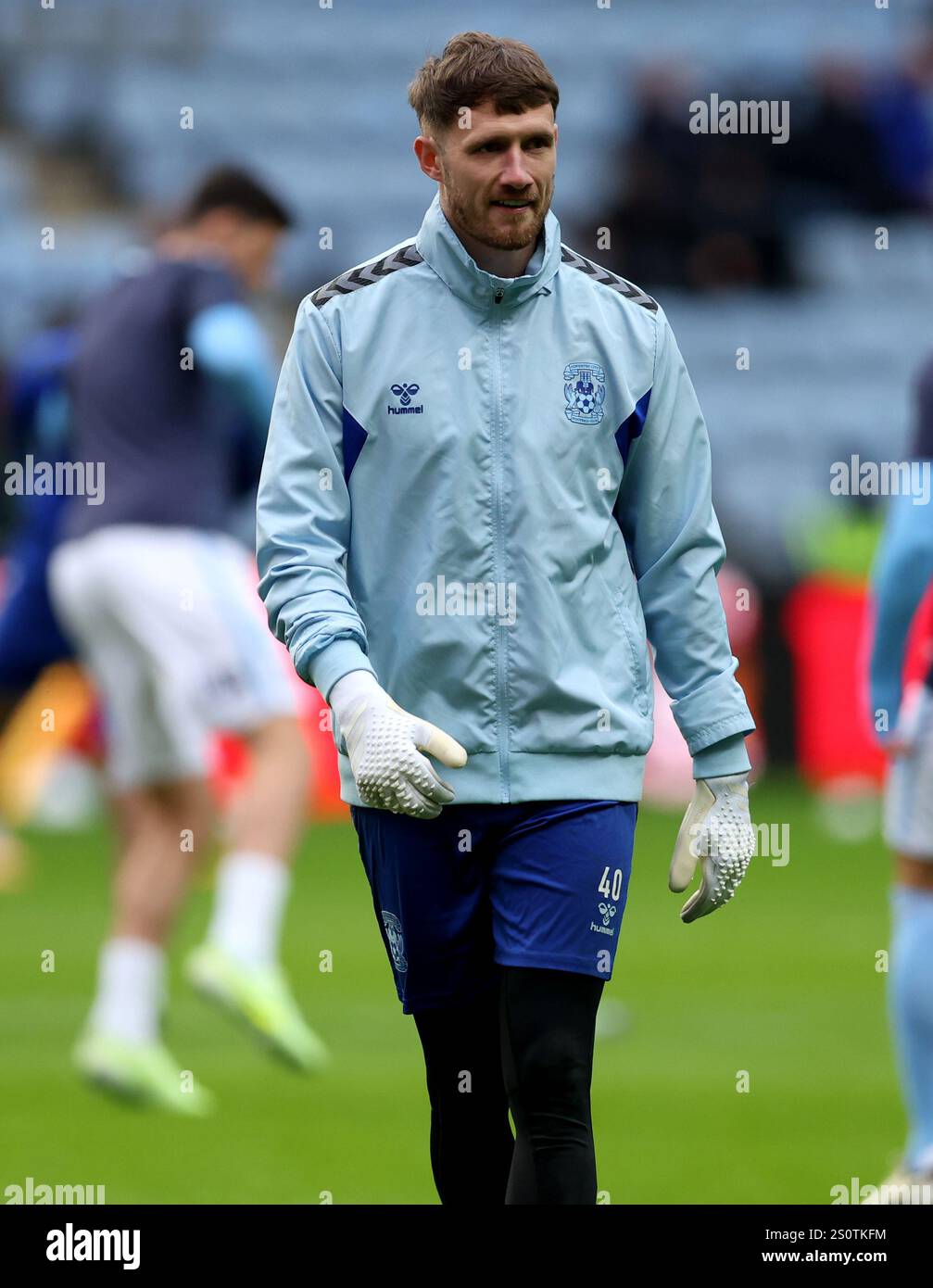 Coventry City goalkeeper Bradley Collins warms up before the Sky Bet ...