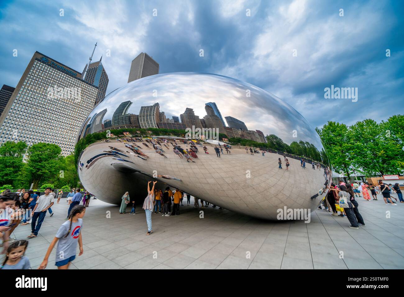 Chicago, IL - July 24, 2024: Cloud Gate public sculpture is the ...