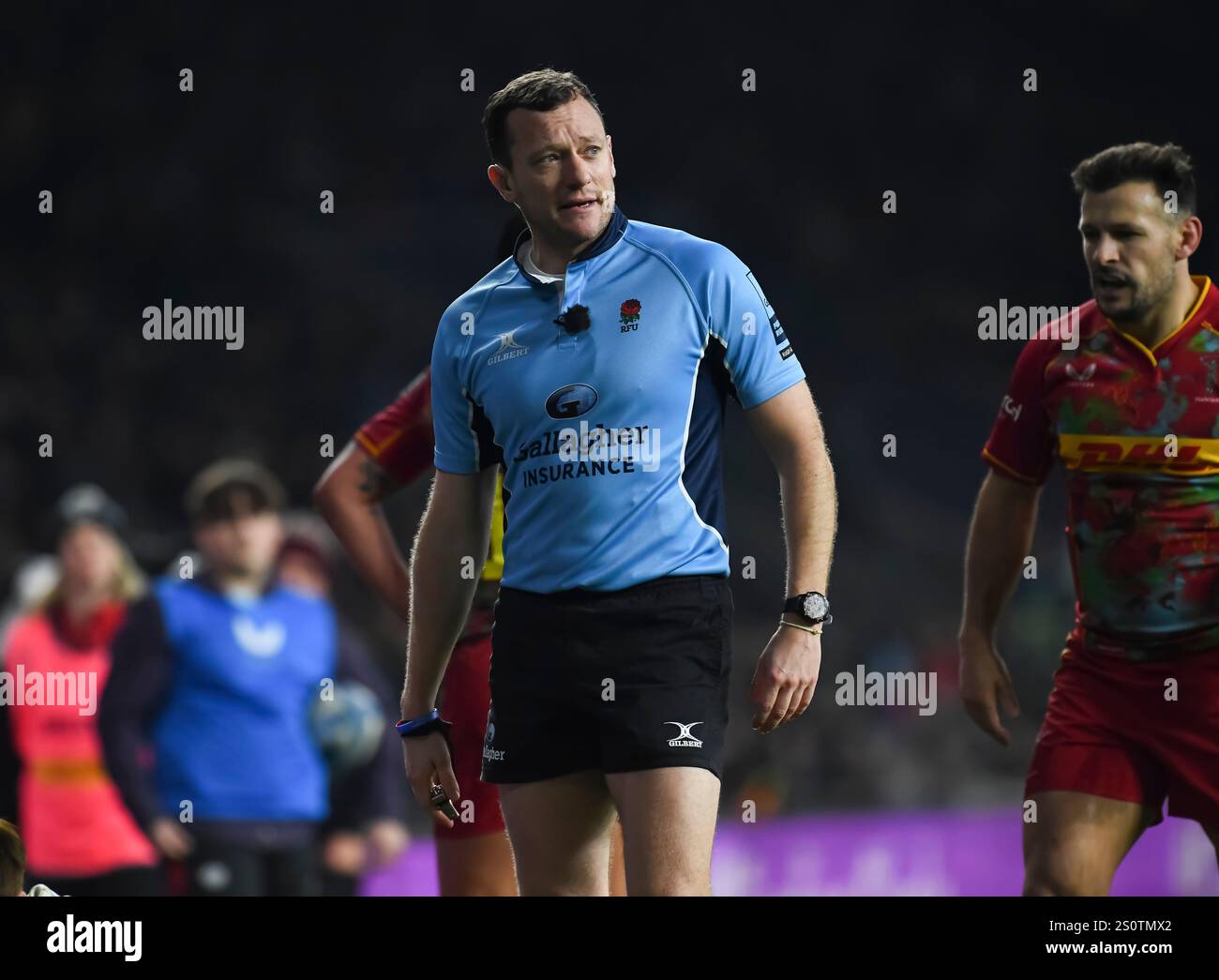 Twickenham, London, UK. 28th Dec 2024. Referee Matthew Carley during ...