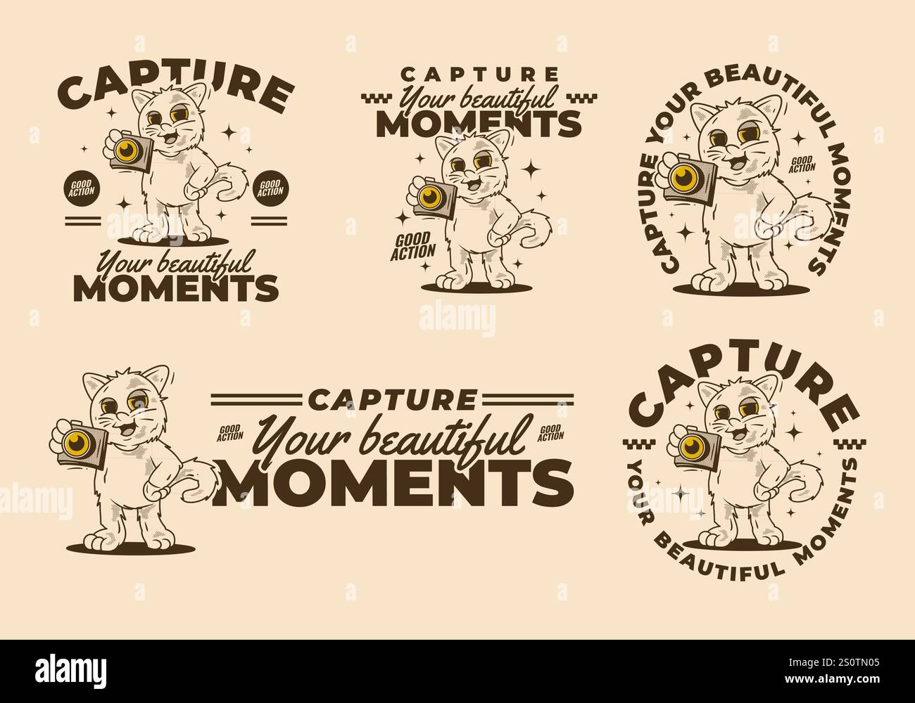 Capture your beautiful moment. Vintage mascot character of a standing ...
