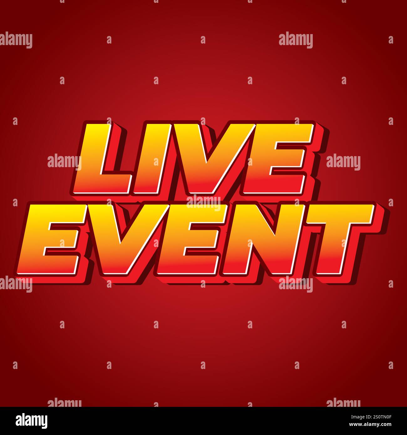 Live event. Text effect design in bold fonts with 3D effect. yellow and ...