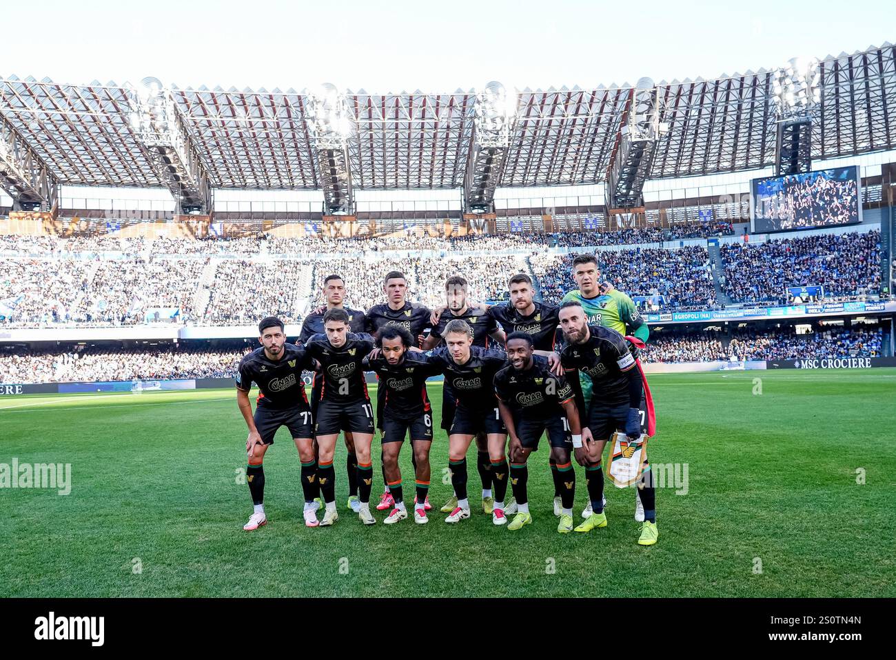 Naples, Italy. 29th Dec, 2024. Venezia FC line up during the serie ...
