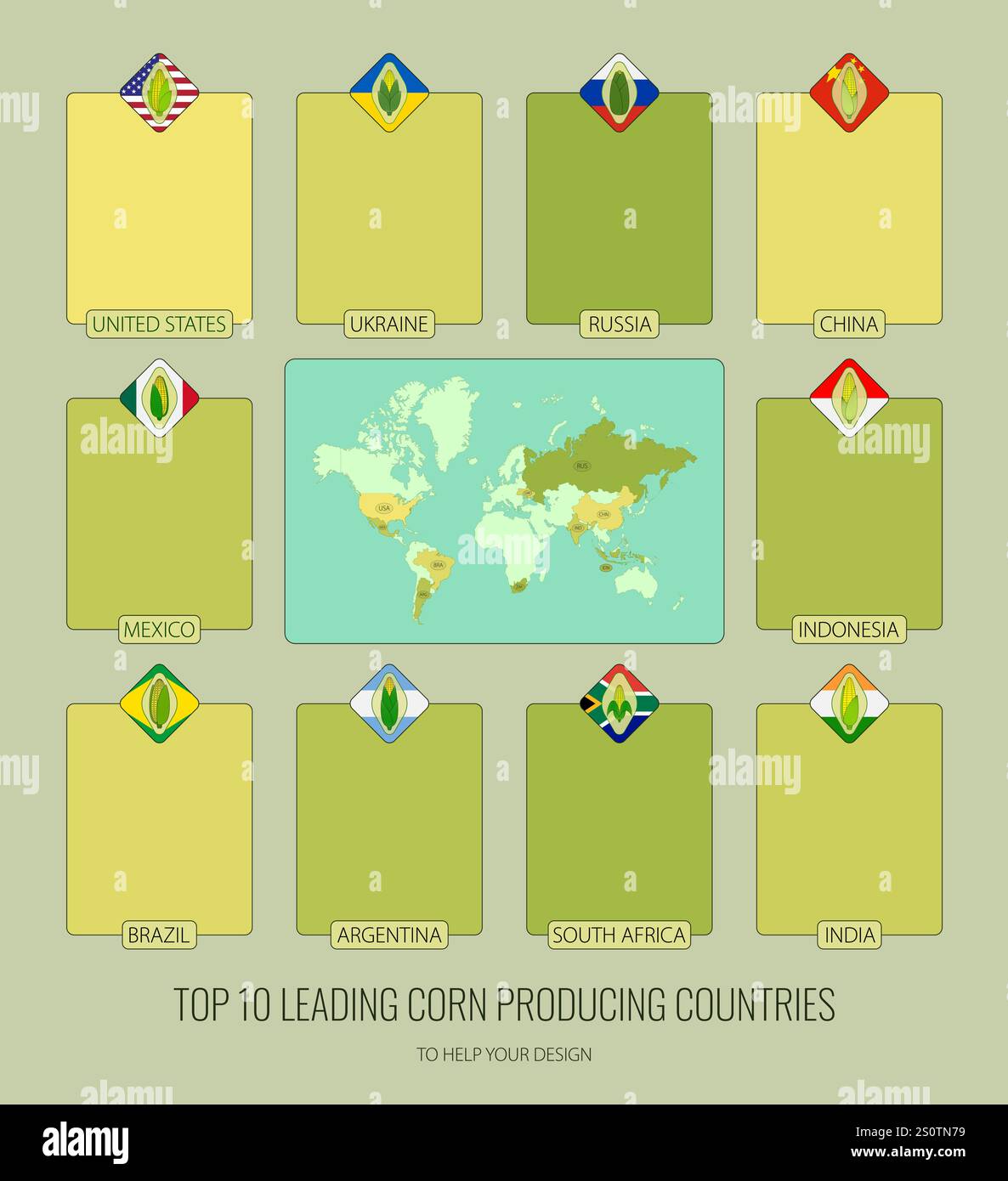 Top 10 corn producing countries. Infographics. Vector illustration ...