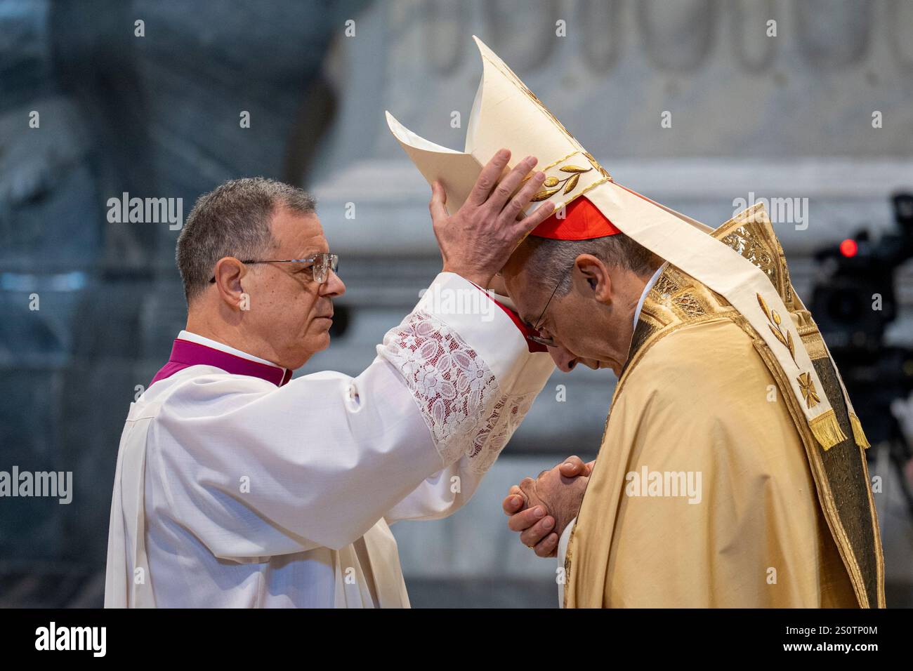 Cardinal Baldassare Reina arrives at the Basilica for the celebration ...