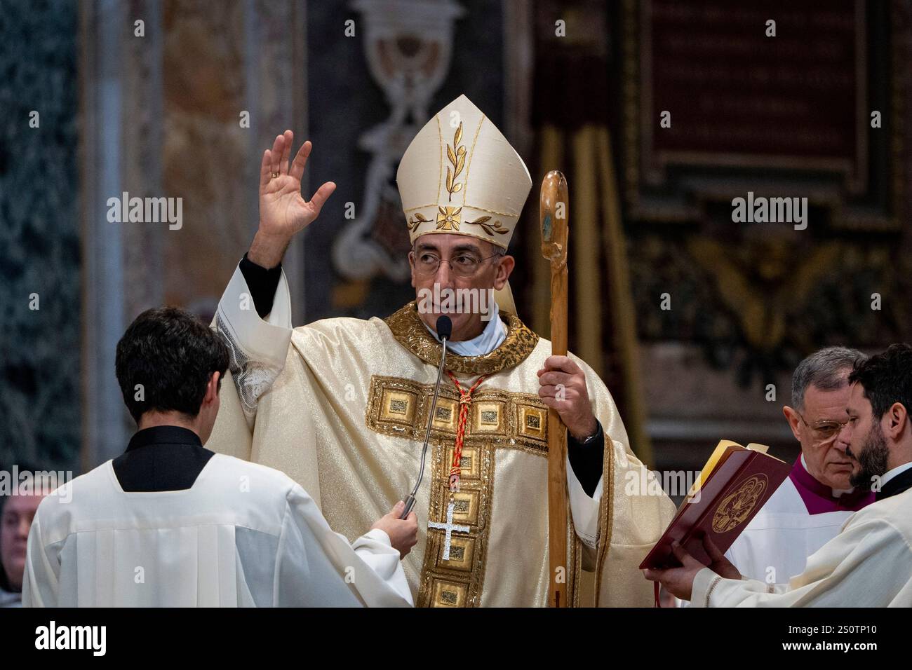 Rome, Italy. 29th Dec, 2024. Cardinal Baldassare Reina delivers his ...
