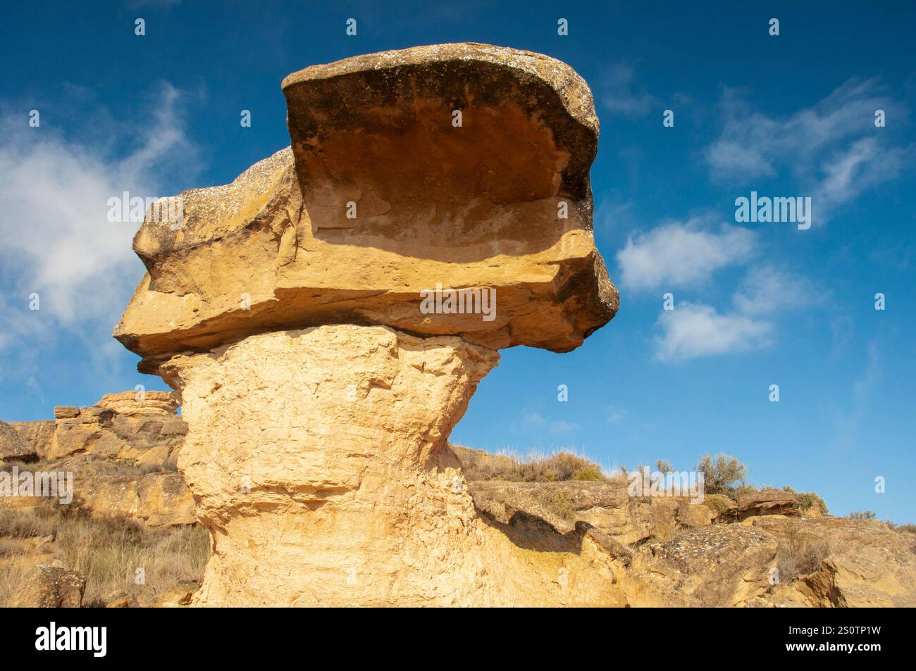 Rock formation in Monegros Steppes landscape. Aragon. Spain. Europe ...