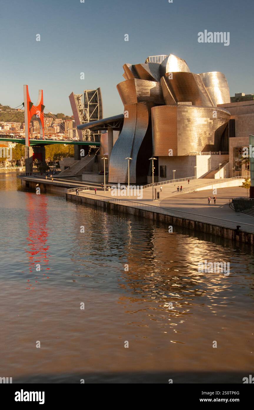 The Guggenheim Museum Bilbao, designed by the architect Frank Gehry, is ...