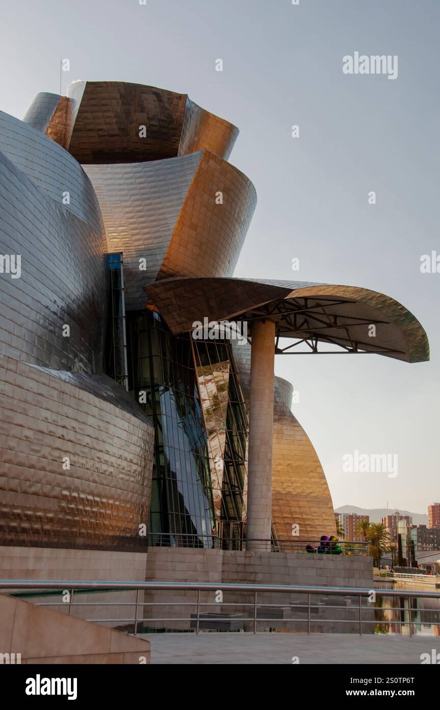 The Guggenheim Museum Bilbao, designed by the architect Frank Gehry, is ...