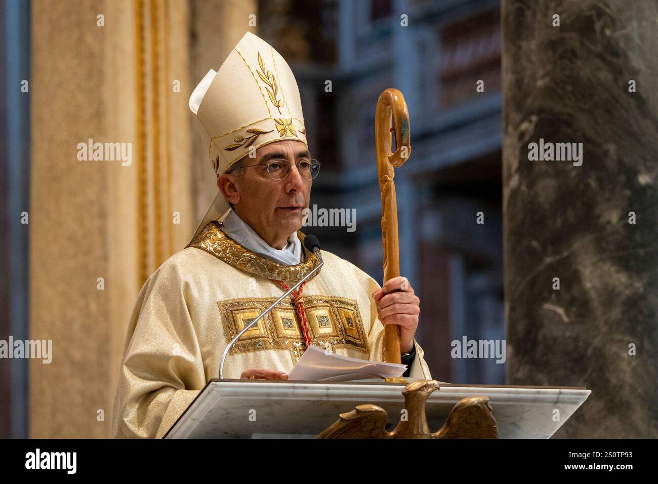 Rome, Italy. 29th Dec, 2024. Cardinal Baldassare Reina delivers his ...