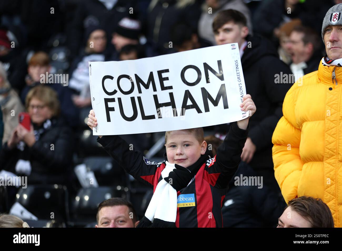 A Fulham fan in the stands during the Premier League match at Craven ...