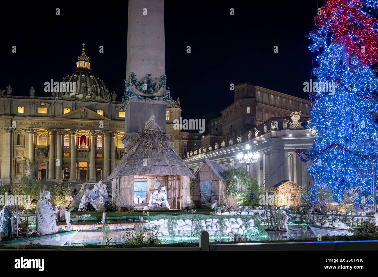 Rome, Italy - December 25, 2024: Life-size nativity scene set up in St ...