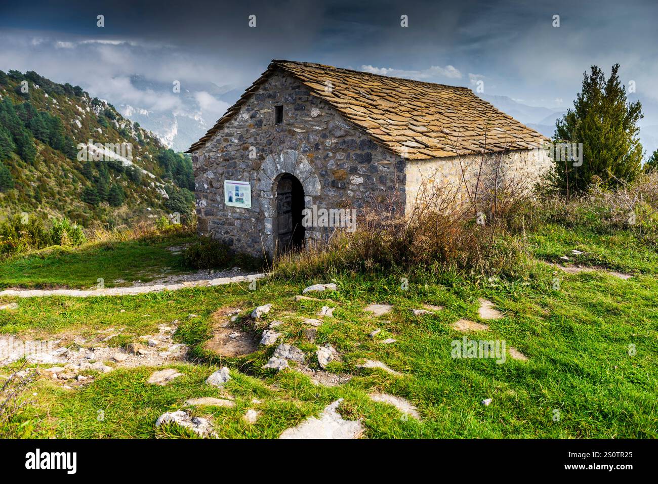 Virgen de la Peña hermitage. Tella, huesca Pyrenees, Spain, Europe ...