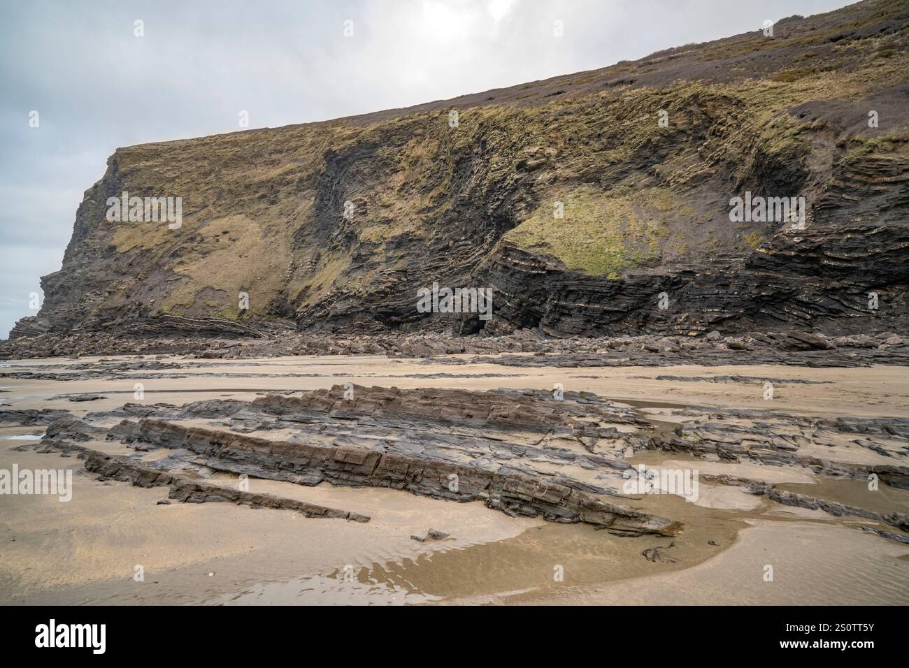 Interesting different colored rock layers in the cliffs at Crackington ...