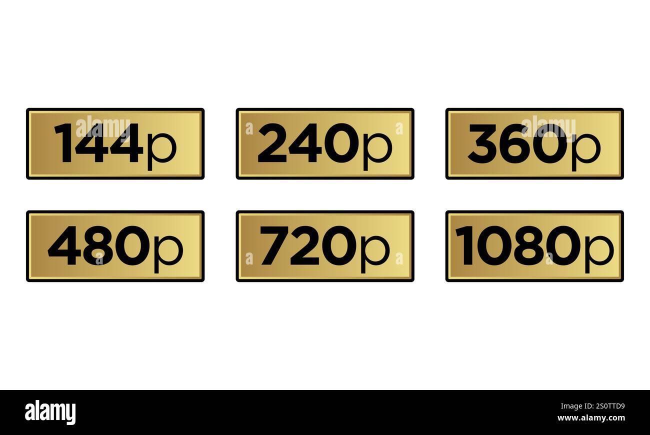 Video or screen resolution icons, black numbers with HD, QHD, ULTRA HD ...