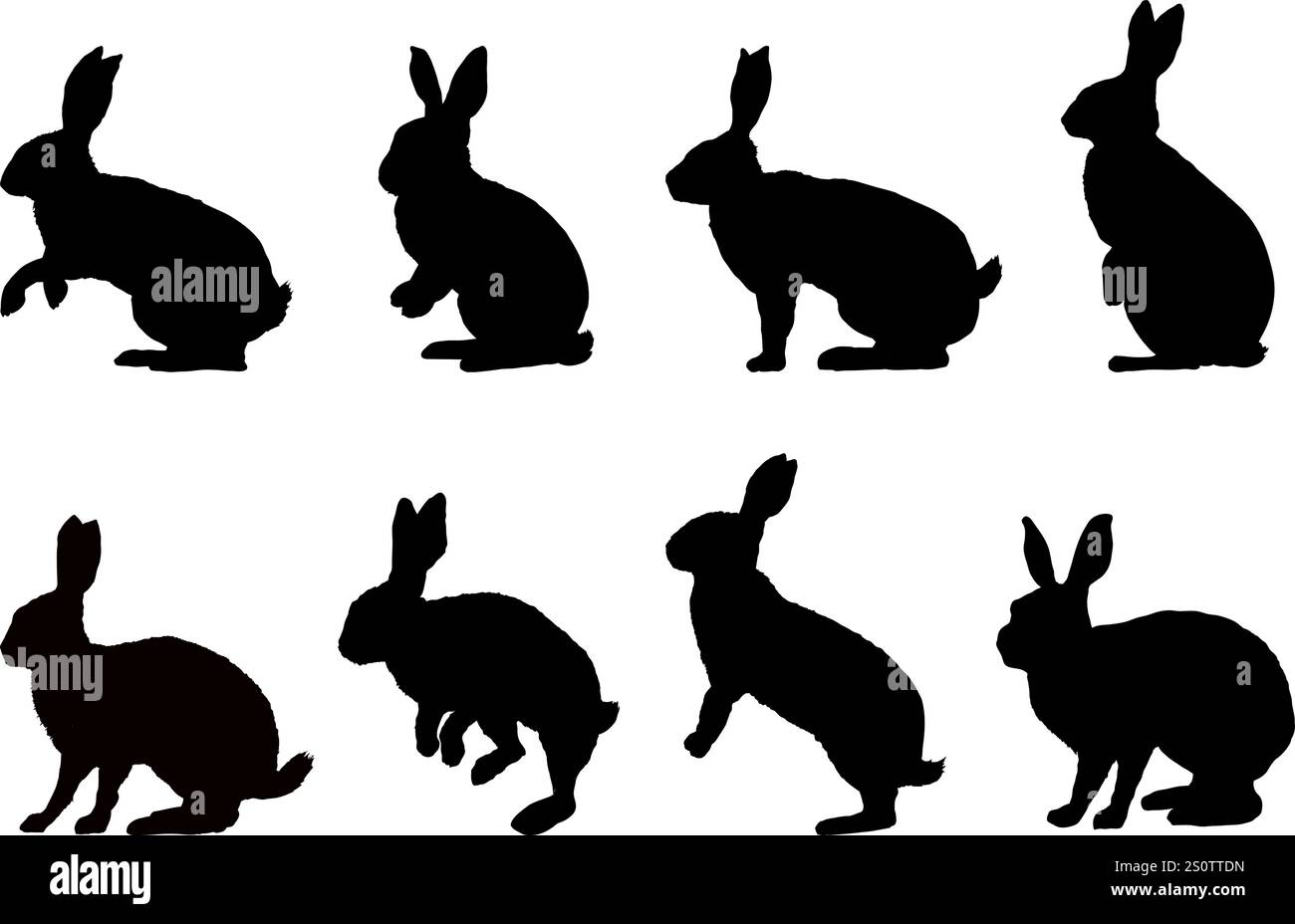Set of rabbit silhouettes - vector illustration Stock Vector Image ...