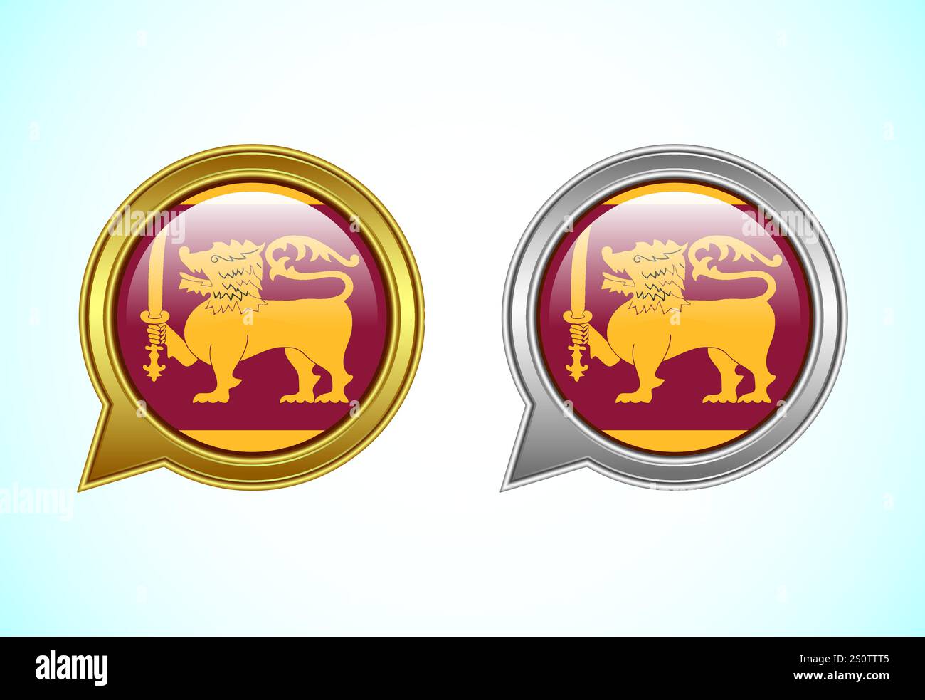 Sri Lanka flag speech bubble. Speaking flag icon in gold and silver ...