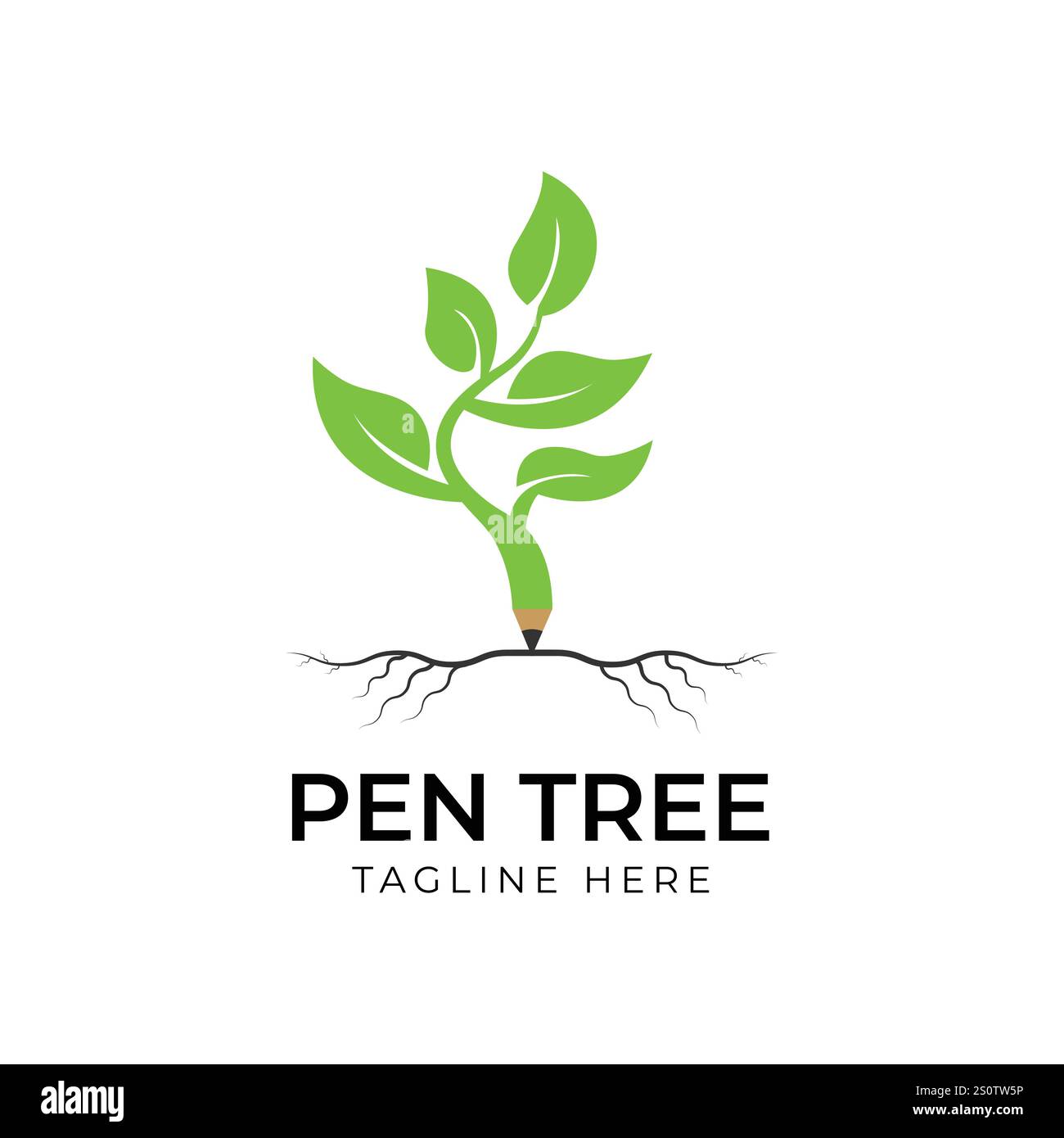 Pen tree logo design template Stock Vector Image & Art - Alamy
