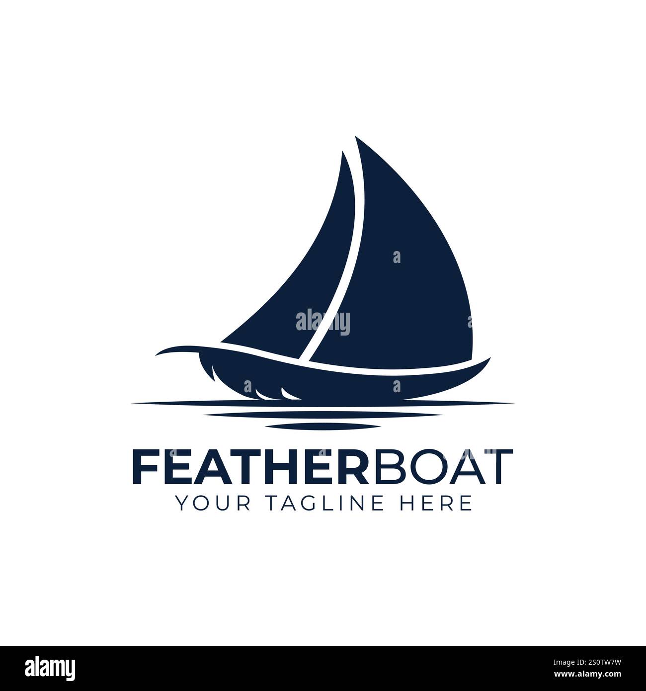 sail boat and feather logo concept template design vector, sailing ...