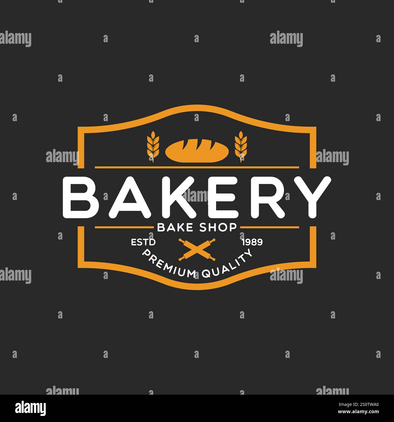 Bakery logo template, vector illustration. Bakery shop emblem, vintage ...