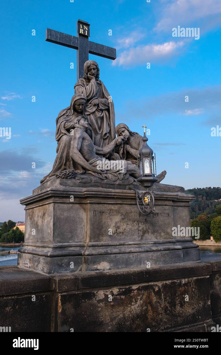 Charles Bridge, Statue of the Lamentation of Christ, created 1714 by ...