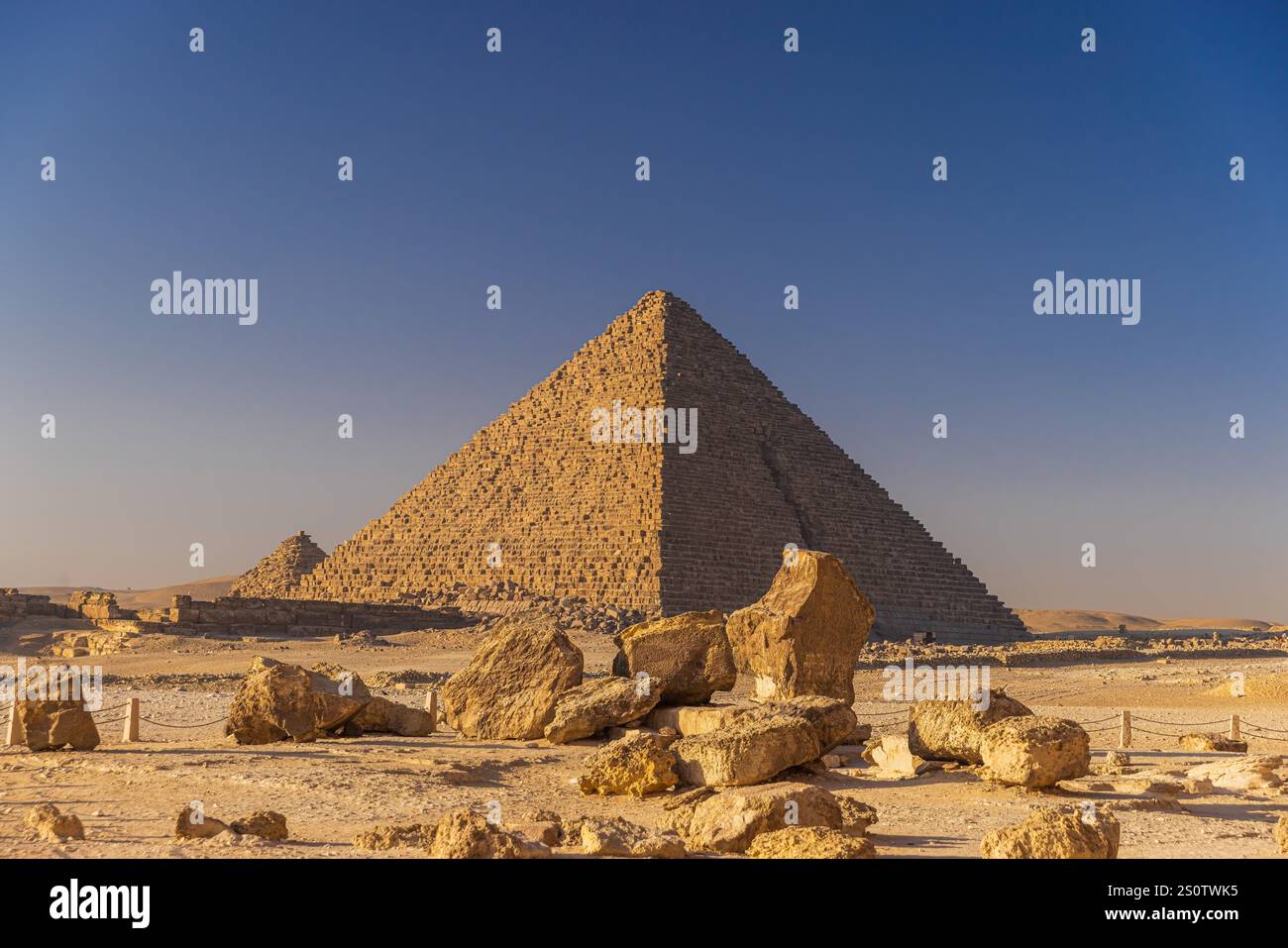 The Pyramid of Menkaure, the smallest of the three pyramids of Giza in ...