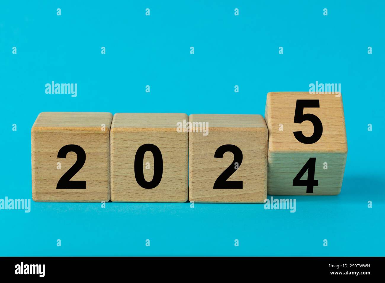 New year 2025. Business concept, Wooden blocks and transition from 2024 ...
