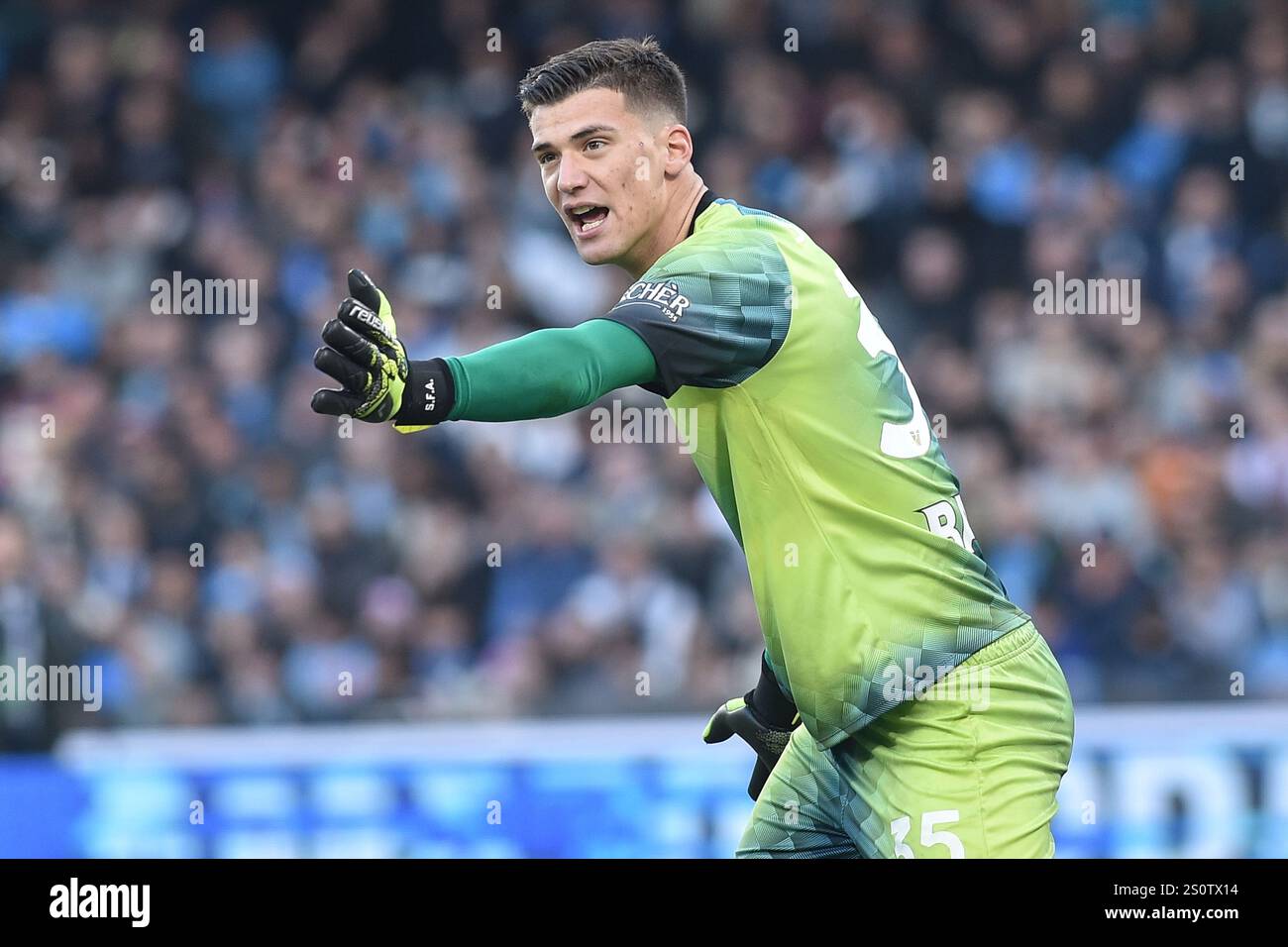 Naples, Italy. 29th Dec, 2024. Filip Stankovic of Venezia FC gestures ...