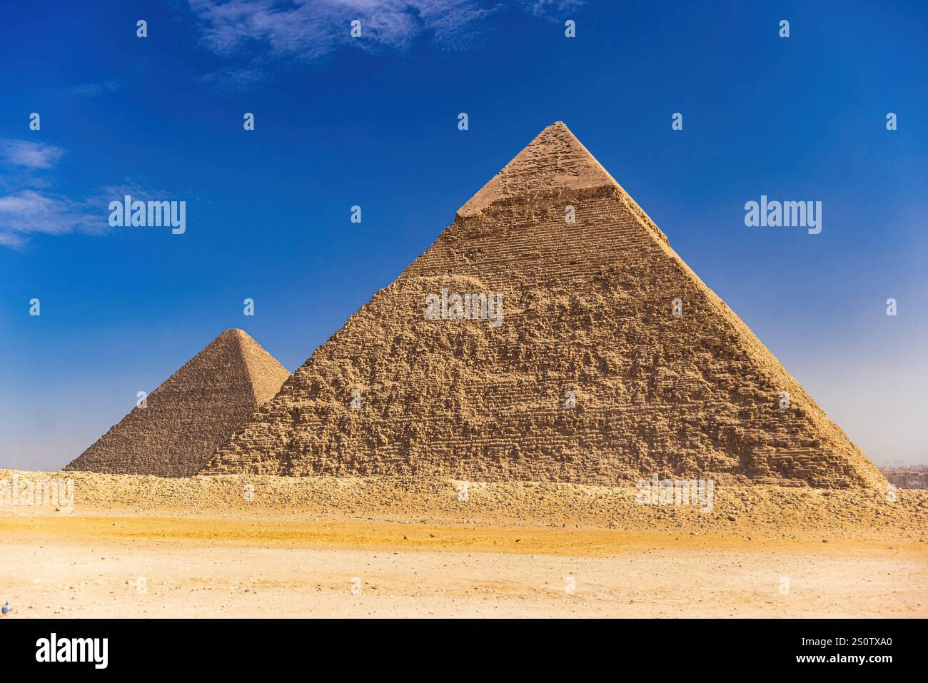 The Pyramid of Chephren and Khafre in the sands of Giza desert, Egypt ...