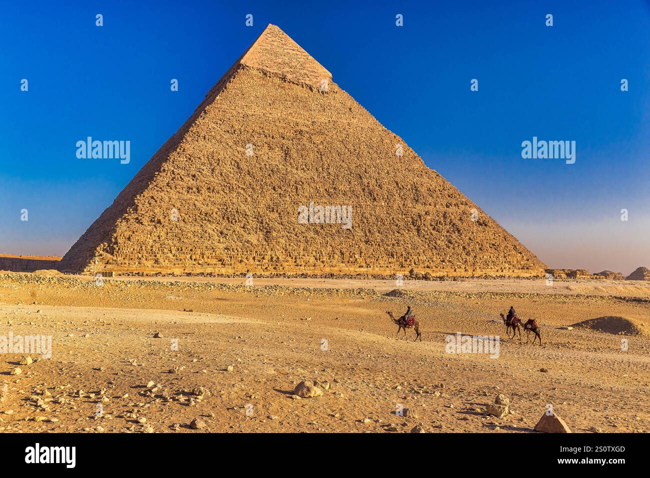 The Pyramid of Chephren in the sands of Giza desert, Egypt The mighty ...