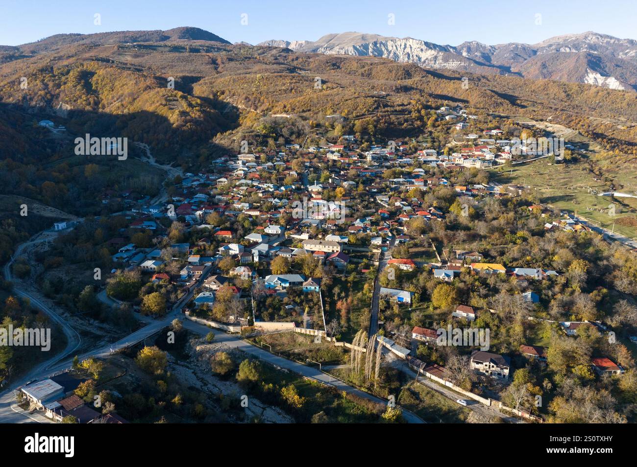 Basqal, Azerbaijan. 02nd Nov, 2024. View of the mountain village of ...
