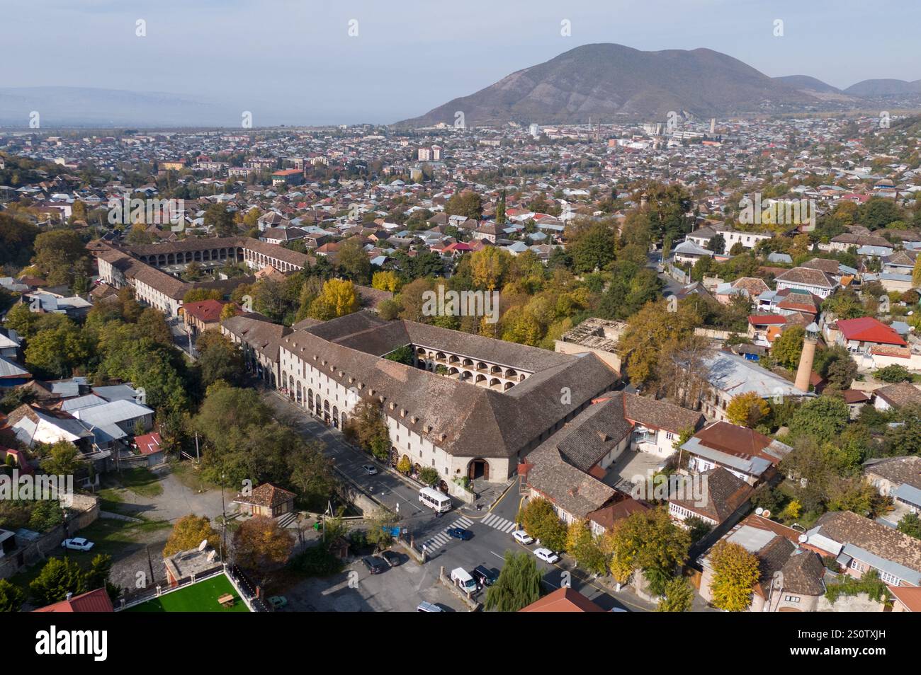 Seki, Azerbaijan. 31st Oct, 2024. View of two caravanserais (shot with ...
