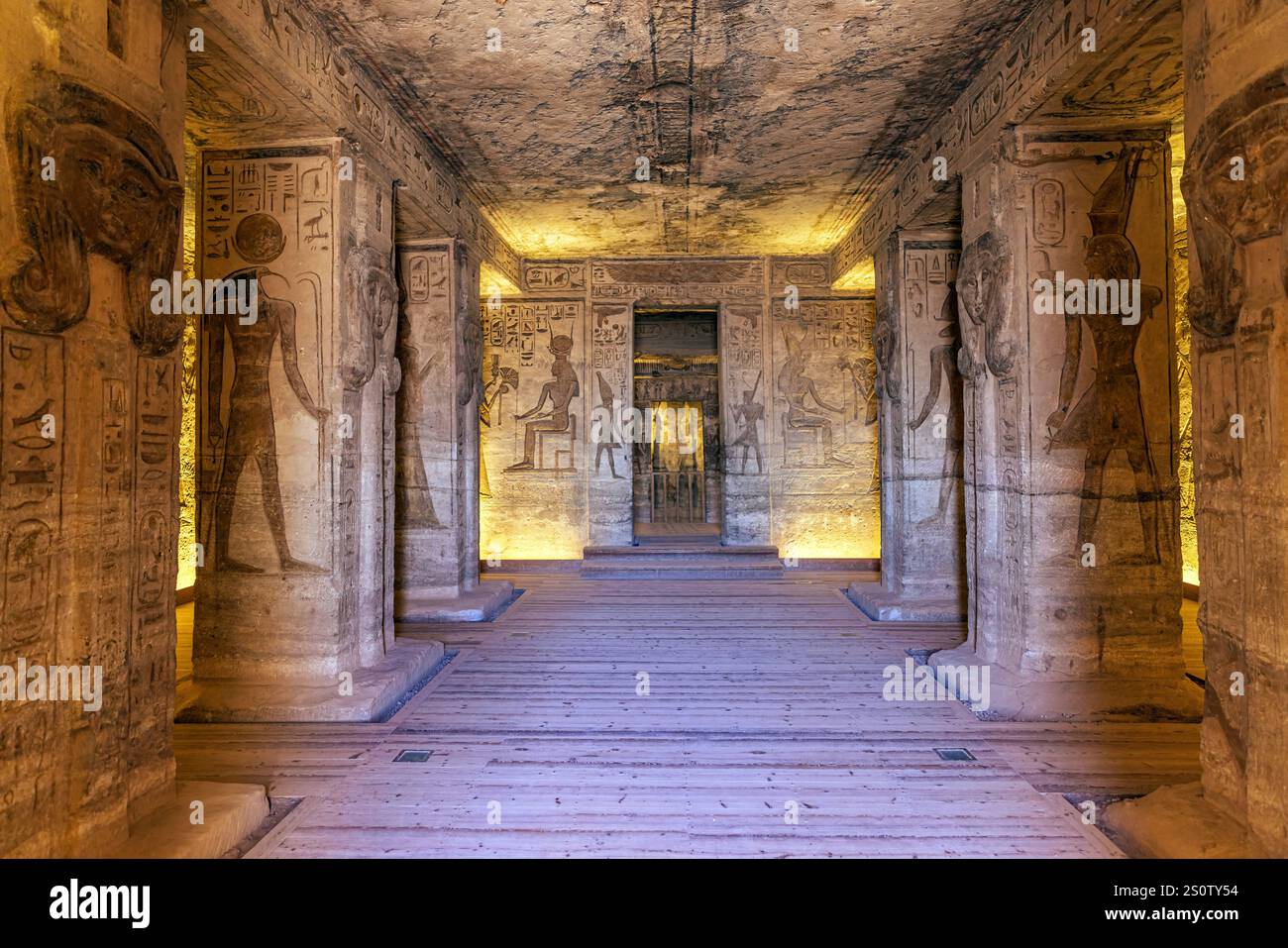 Beautiful carvings and statues inside Nefertari Temple in Abu Simbel ...