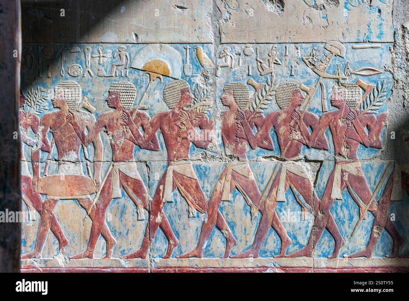Colorful carving with traditional motif in Karnak temple in Luxor ...
