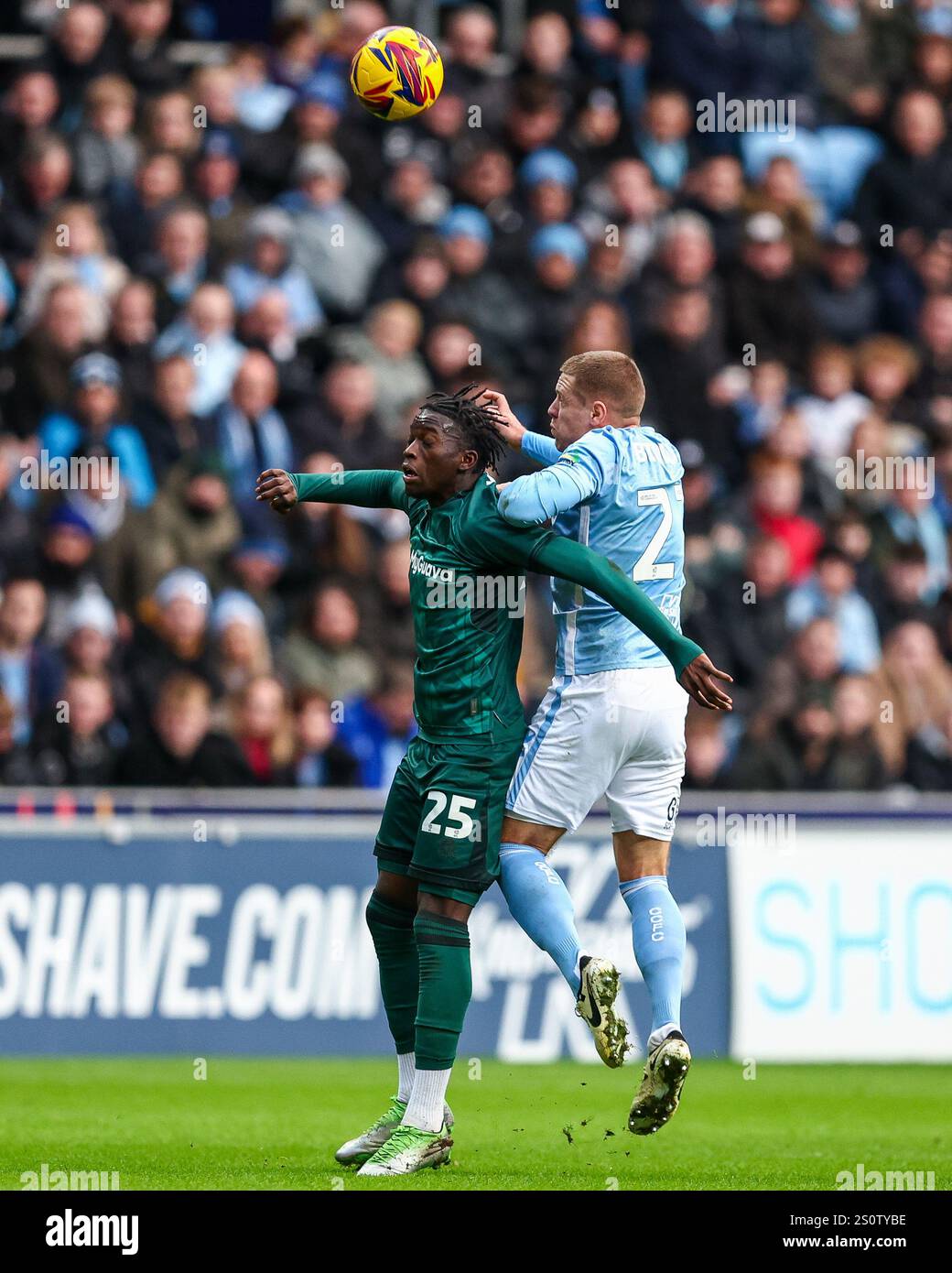 Coventry, UK. 29th Dec, 2024. #25, Romain Esse of Millwall & #21, Jake ...