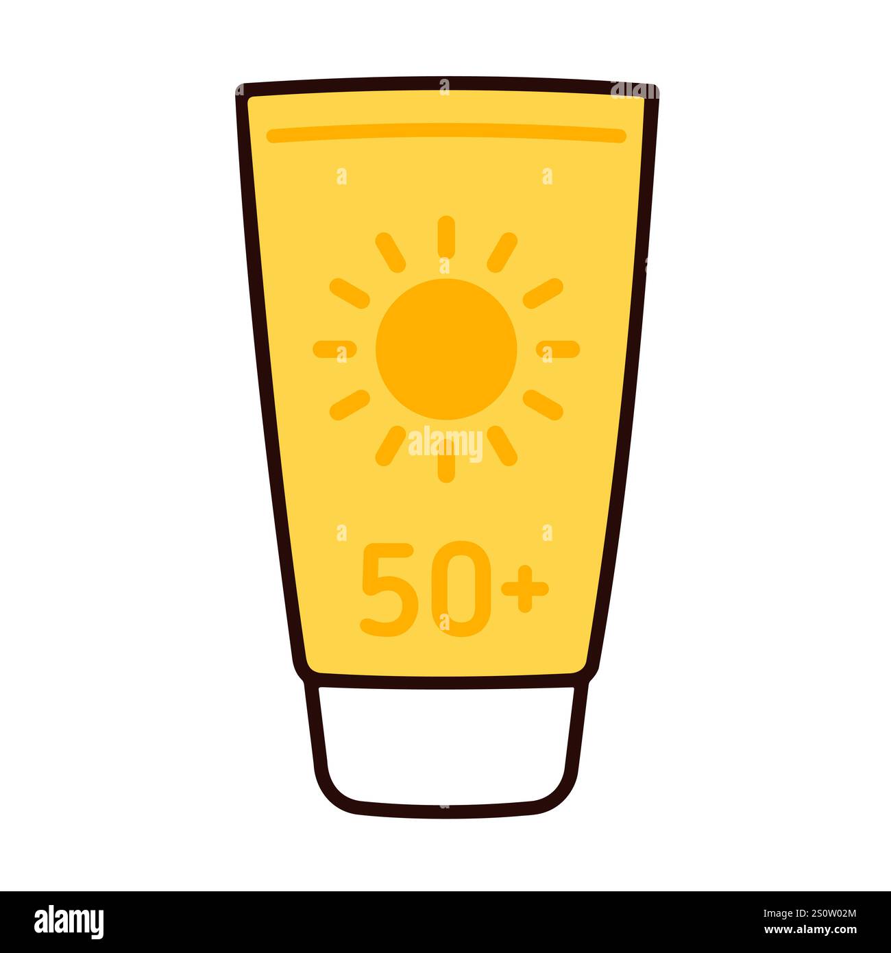 Sunscreen tube line icon in simple cartoon hand drawn doodle style ...