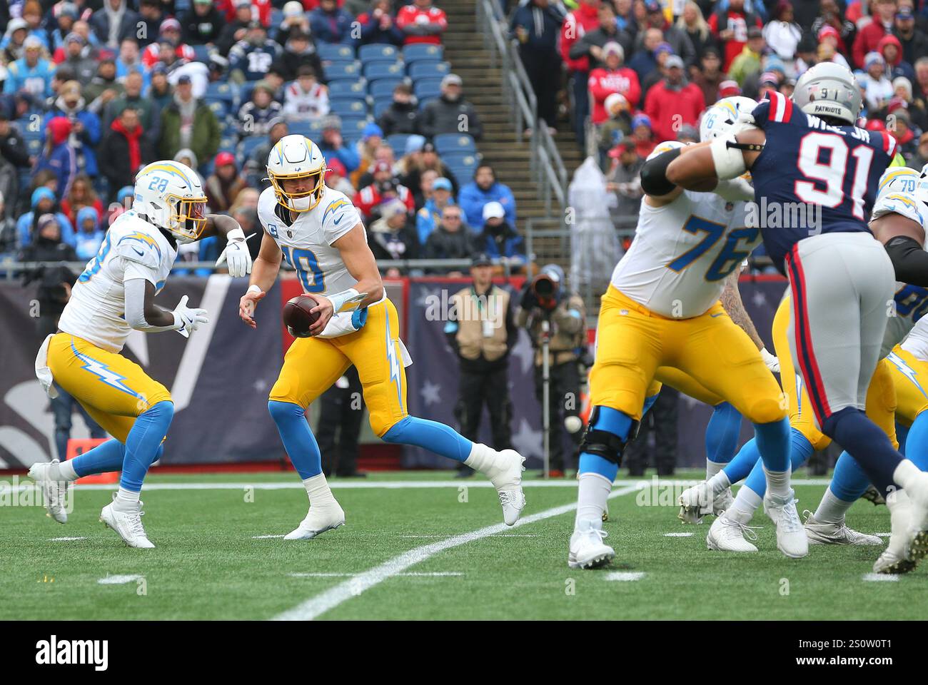 December 28, 2024; Foxborough, MA, USA; Los Angeles Chargers ...