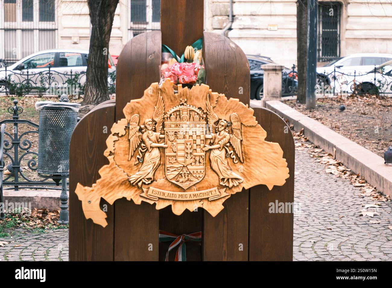 Memorial to the Treaty of Trianon depicting the map of ancient Hungary ...