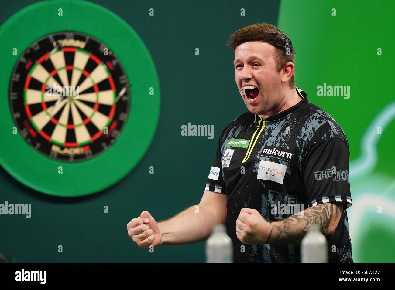 Callan Rydz celebrates after winning his third round match against ...