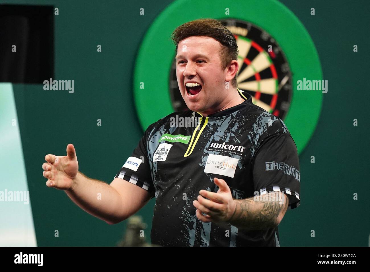 Callan Rydz celebrates after winning his third round match against ...